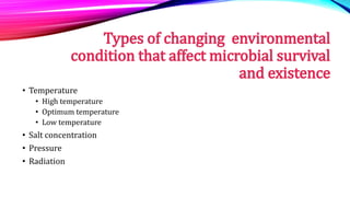 Existence and survival of microbes in changing environmental condition ...