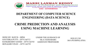 CRIME PREDICTION AND ANALYSIS USING MACHINE LEARNING | PPTX