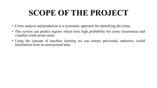 CRIME PREDICTION AND ANALYSIS USING MACHINE LEARNING | PPTX