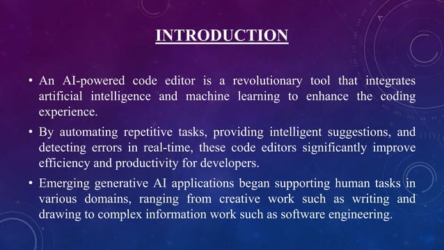 Implementation of an Artificial Intelligence Powered Code Editor | PPTX