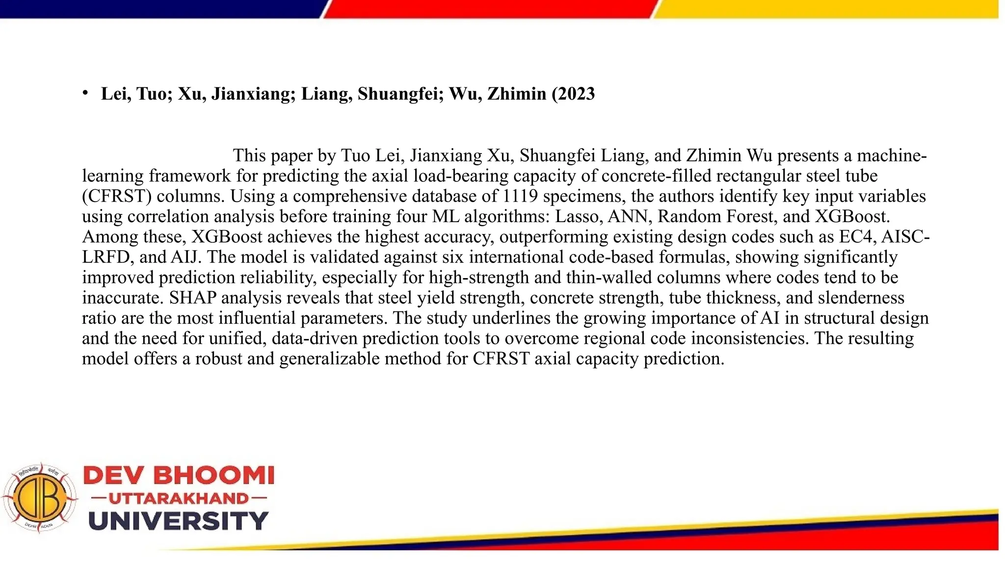Prediction axial load capacity of cfst coloumn | PPTX