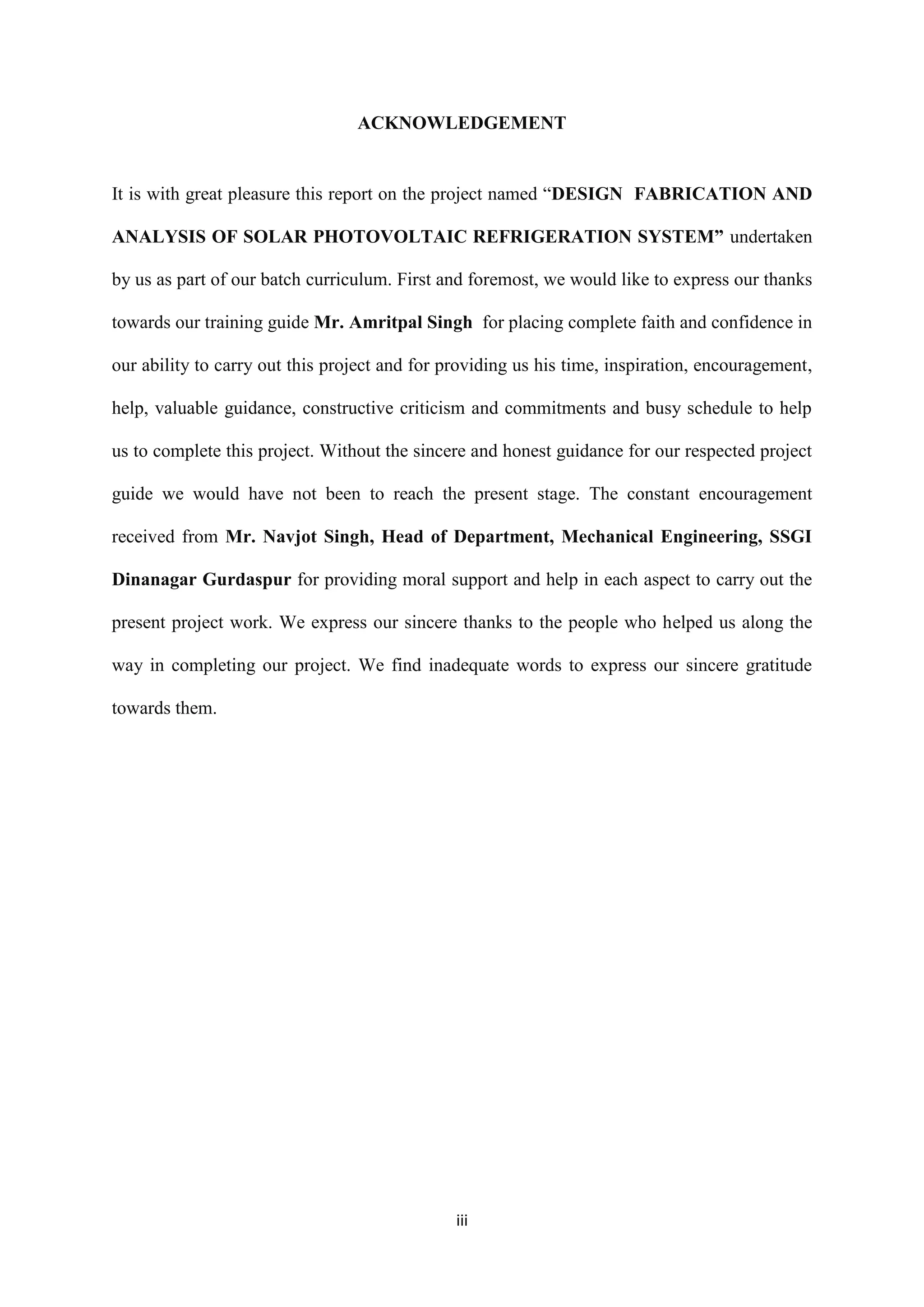 Design Fabrication and Analysis of Solar Photovoltaic Refrigeration ...