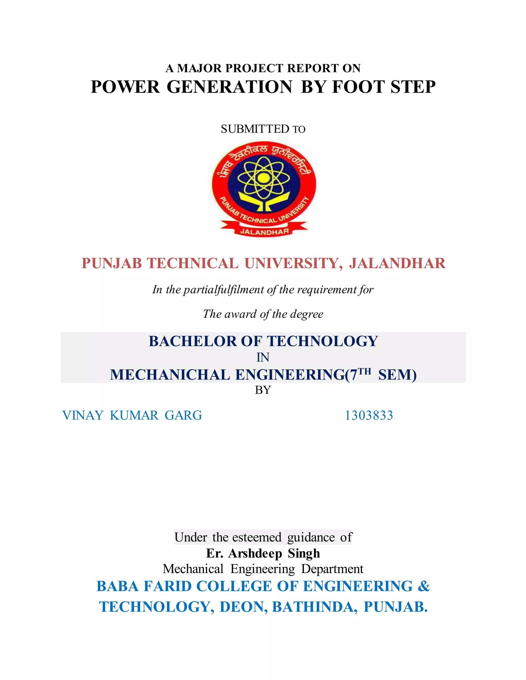 power generation by footstep | PDF