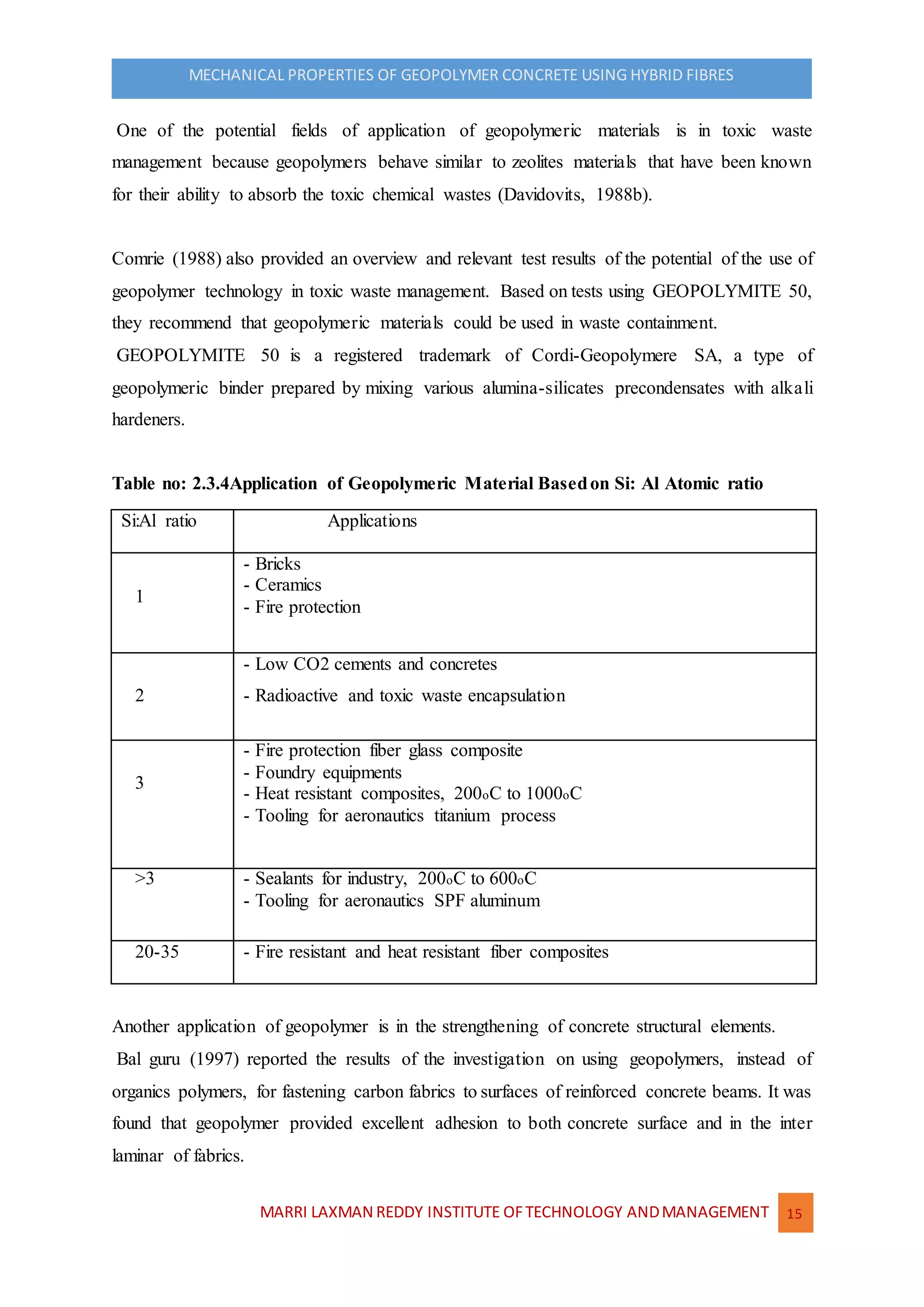 MECHANICAL PROPERTIES OF GEOPOLYMER CONCRETE USING HYBRID FIBRES | DOCX