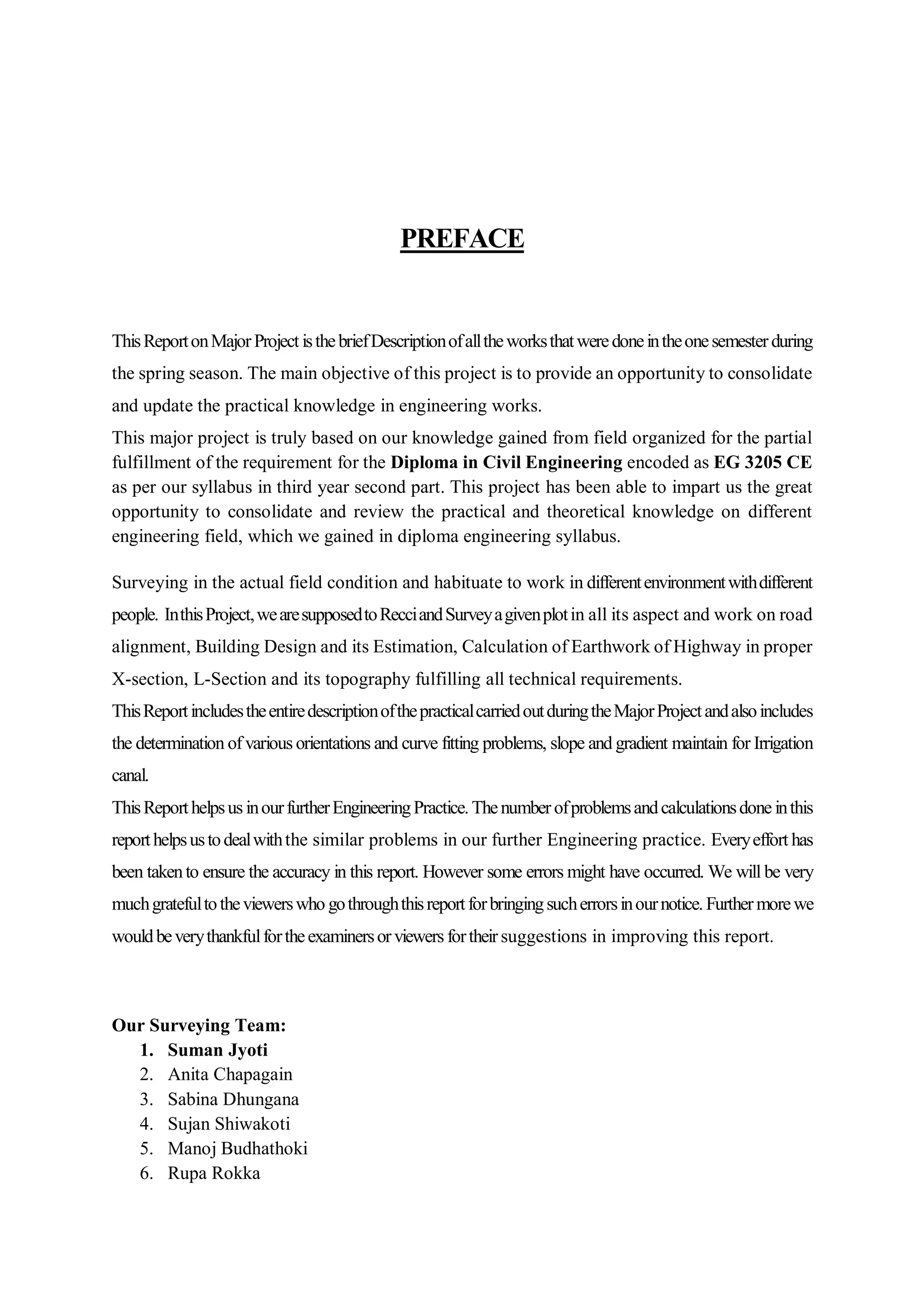 Major project report of diploma civil engineering at mamts gothatar to ...
