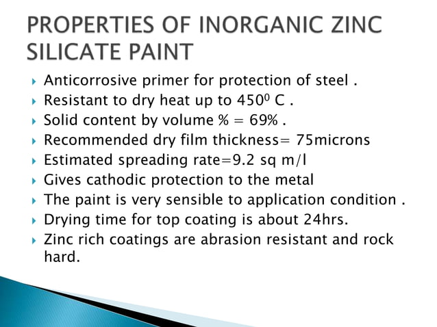 Plant design of inorganic zinc silicate paint | PPTX | Chemistry | Science