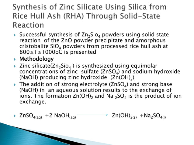 Plant design of inorganic zinc silicate paint | PPTX | Chemistry | Science