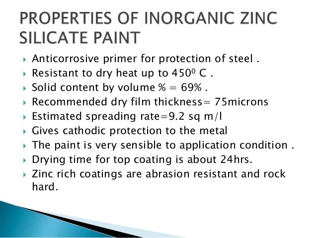 Plant design of inorganic zinc silicate paint