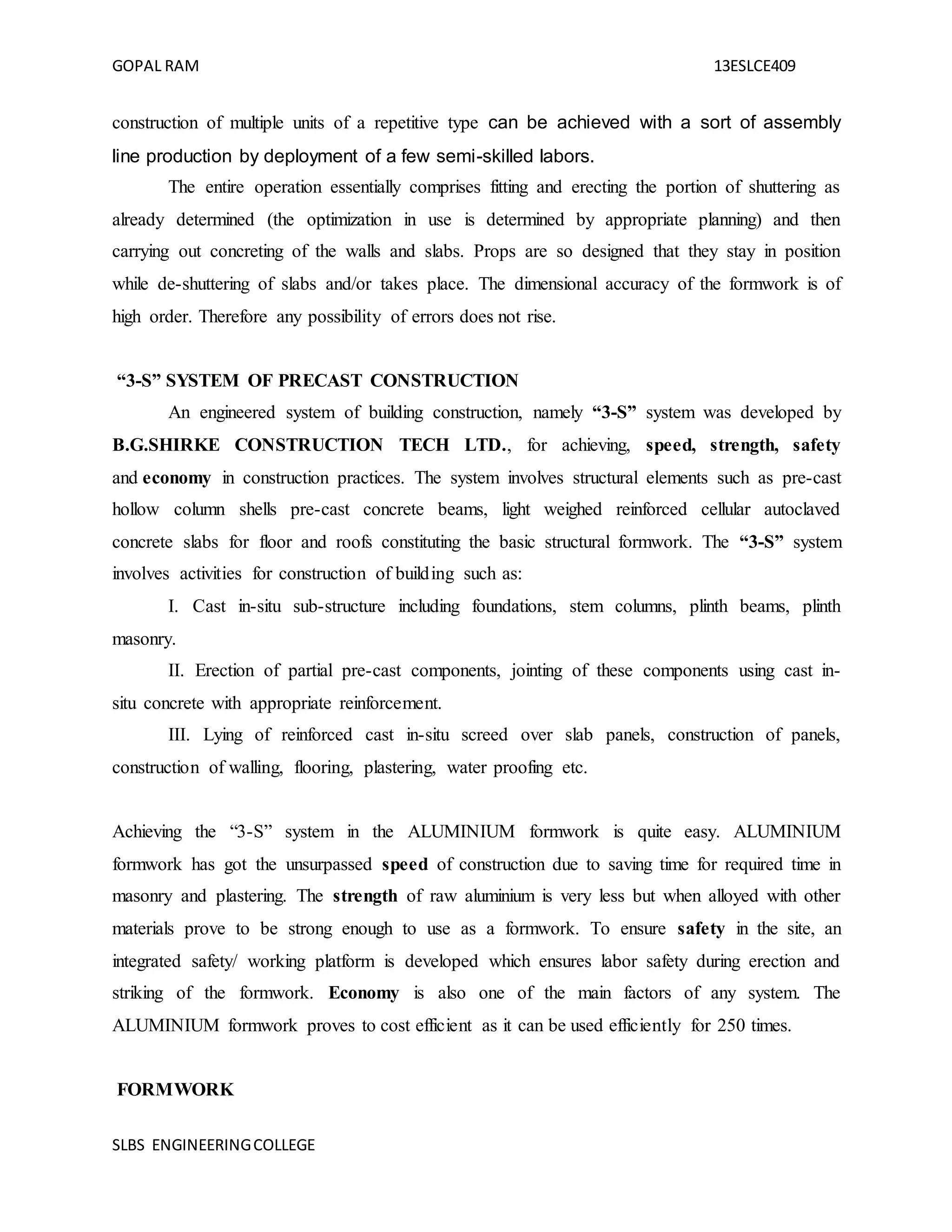 Major projects aluminium of formwork civil engineering | DOCX