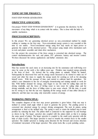 Major project synopsis ON FOOT STEP POWER GENERATION | DOCX
