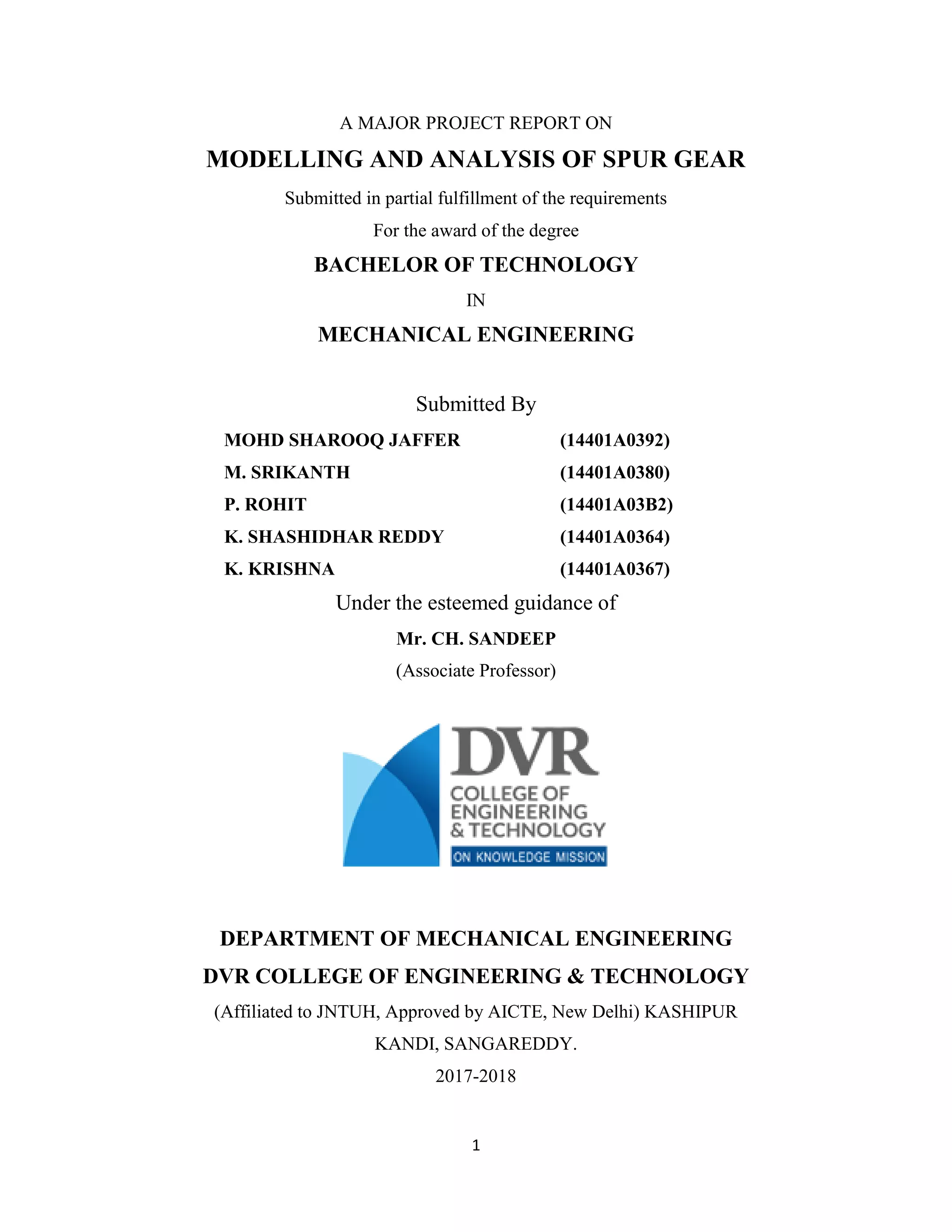 Design & Analysis of Spur Gears | PDF