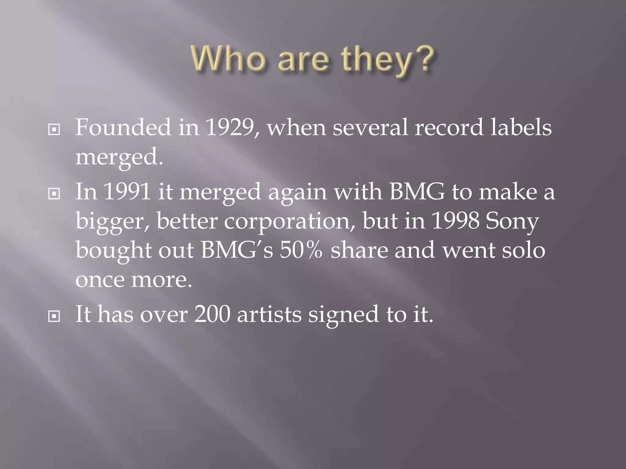 Major record label | PPT