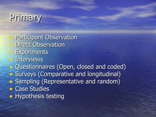 Major research methods | PPT