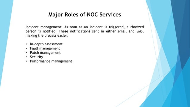 Major roles of noc services | PPT