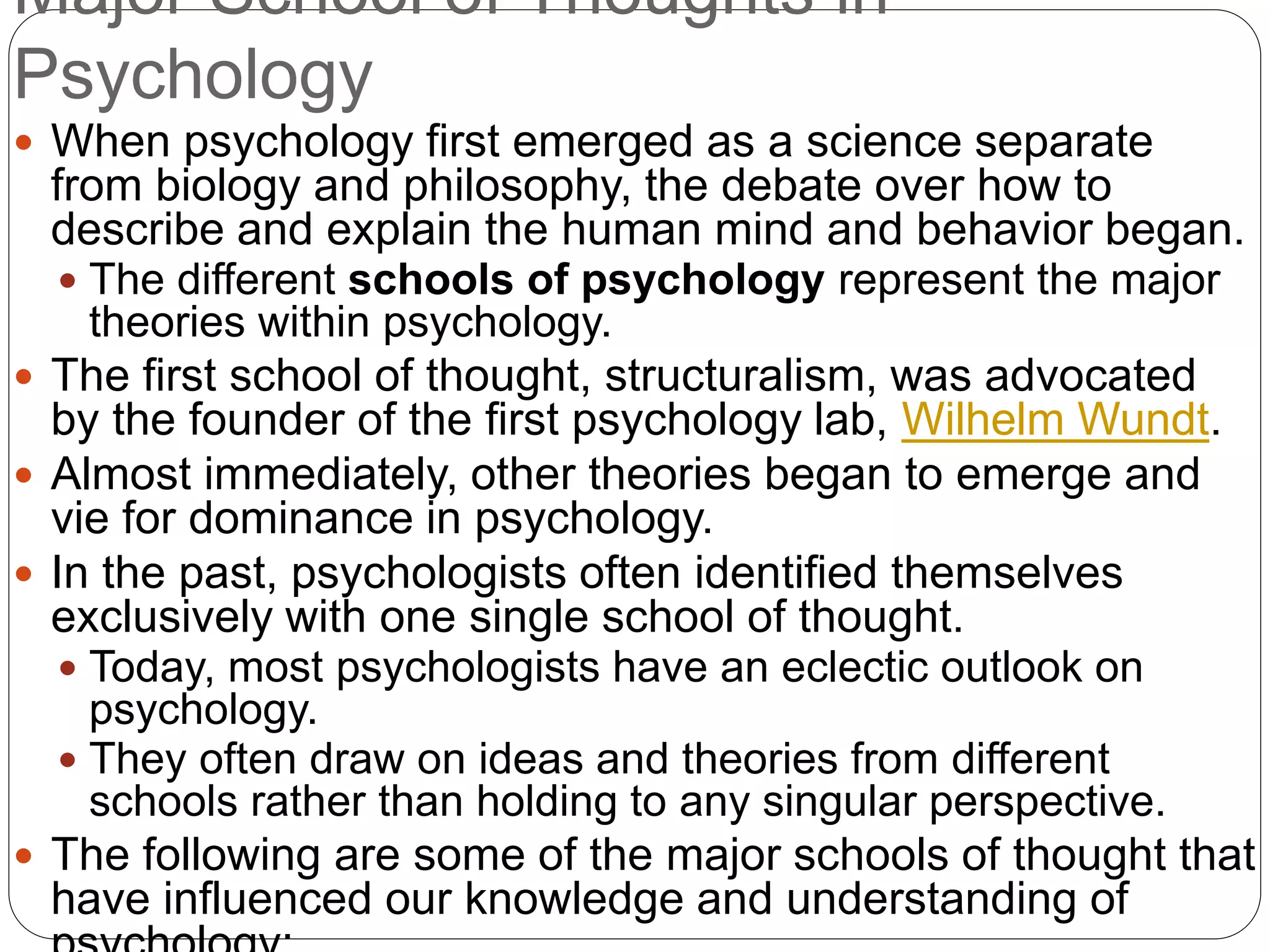 Major school of thought in psychology | PPTX