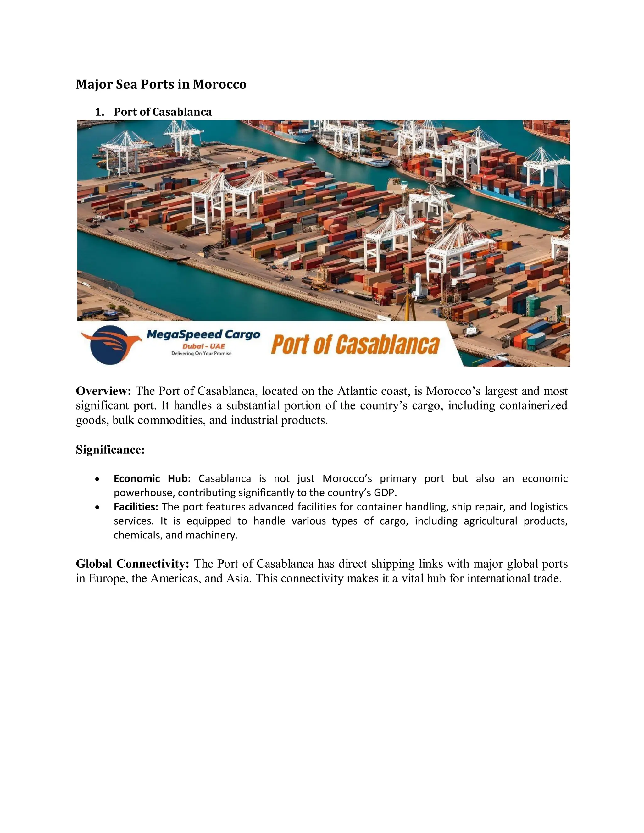 Major Sea Ports in Morocco: A Gateway to Global Trade | PDF