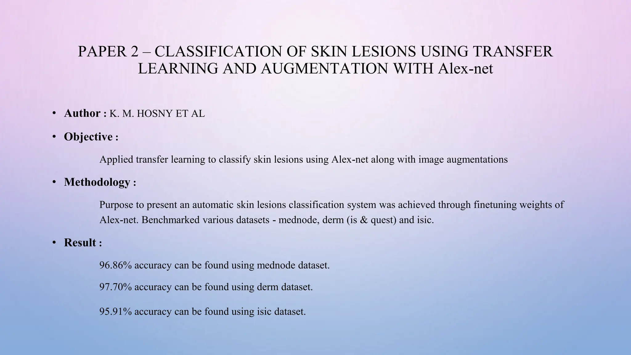 Multi faceted skin disorder classification | PPT