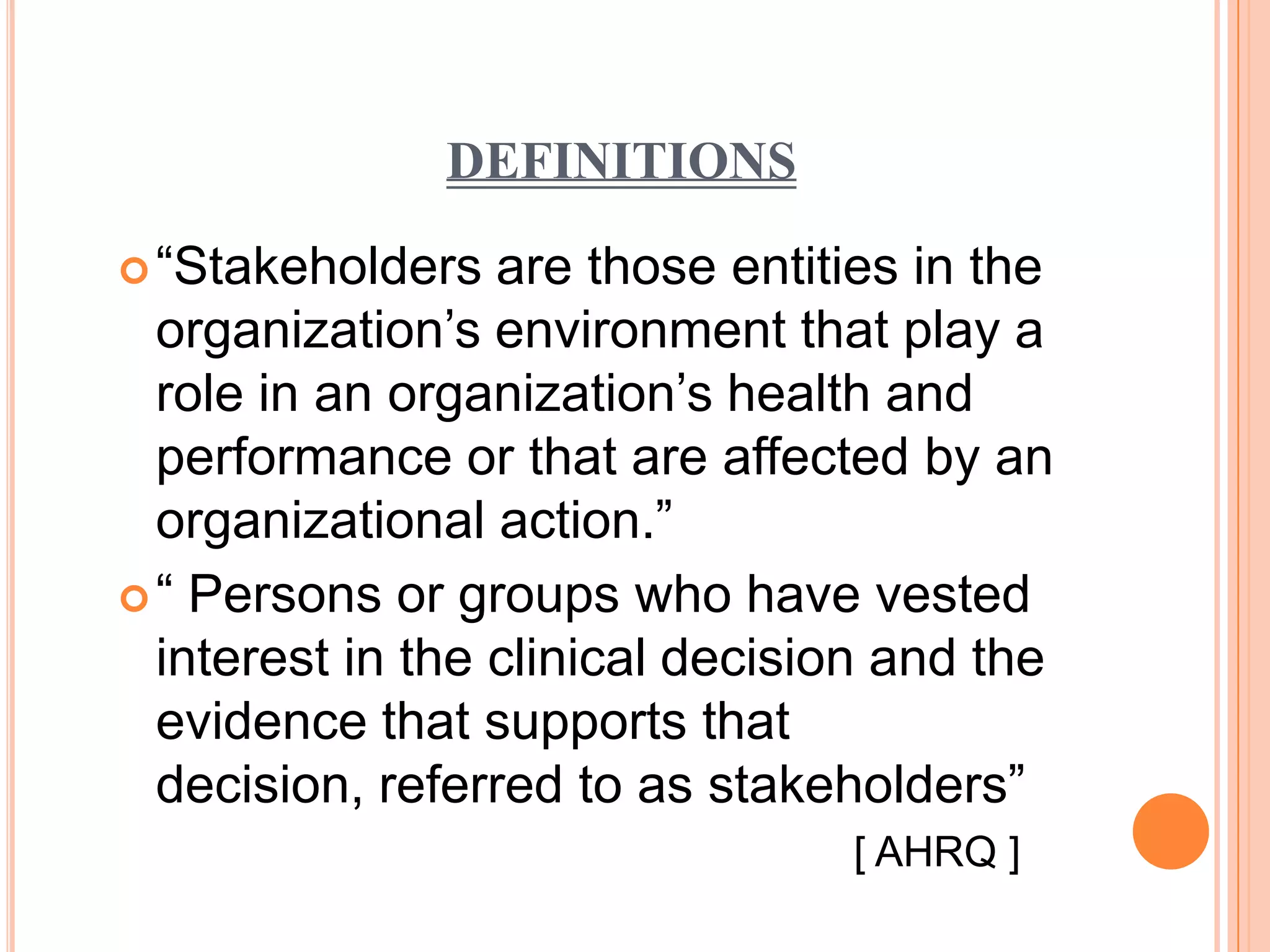 Major stakeholders of health care system pwrpnt | PPTX
