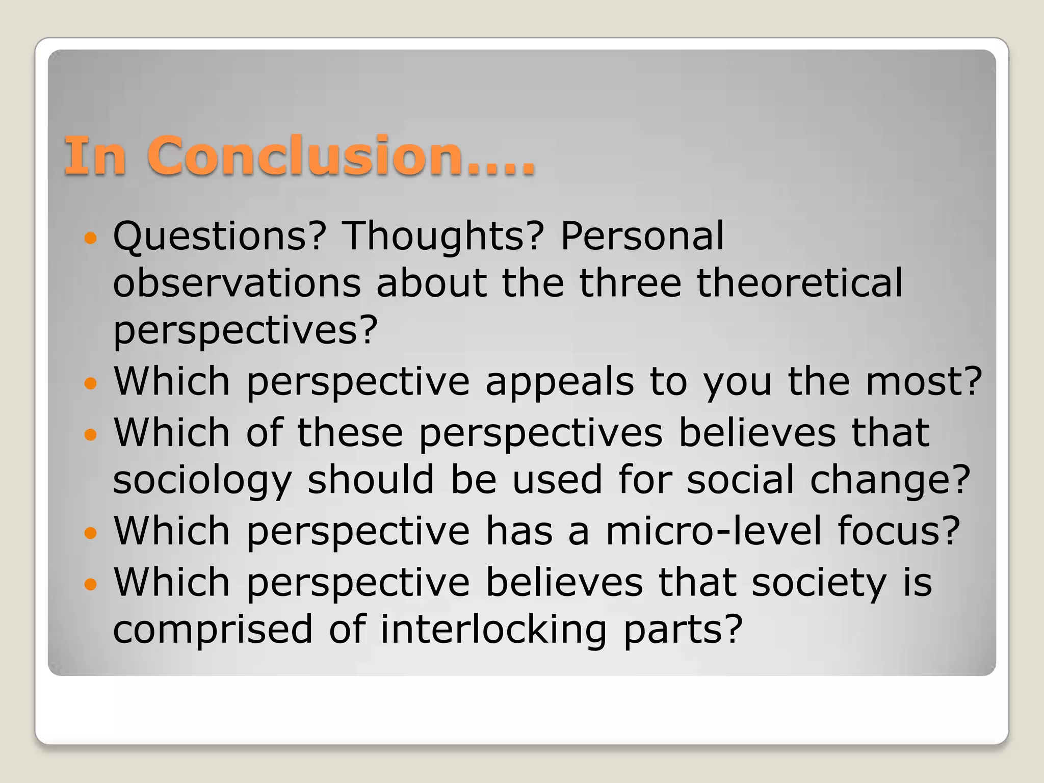 Major theoretical perspectives in sociology | PPTX