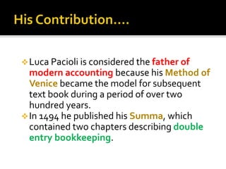 Major thinkers and their contribution to accounting theory | PPTX