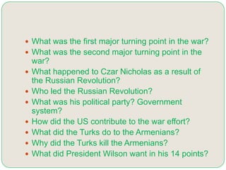 Major turning points in ww1 | PPTX