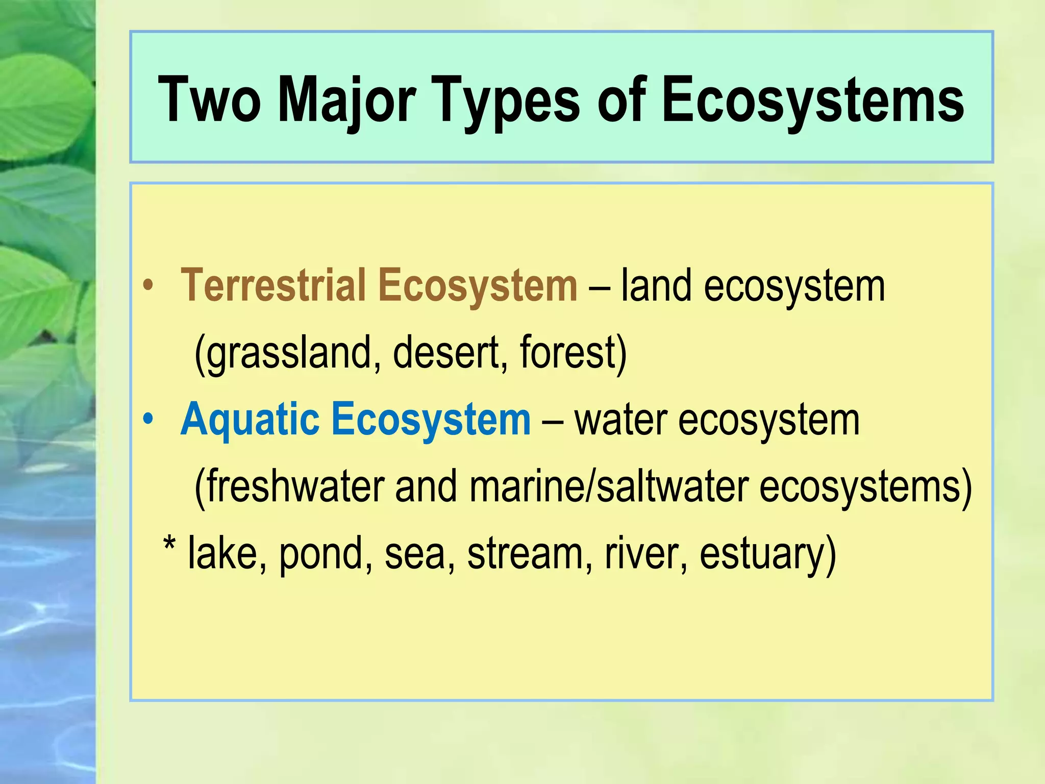 Major types of ecosystem | PPTX