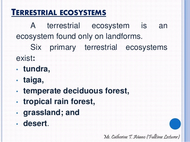 Major types of ecosystems