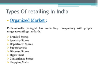Types Of Retailing In India | PPTX