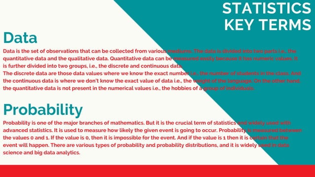 Major types of statistics terms that you should know | PPT