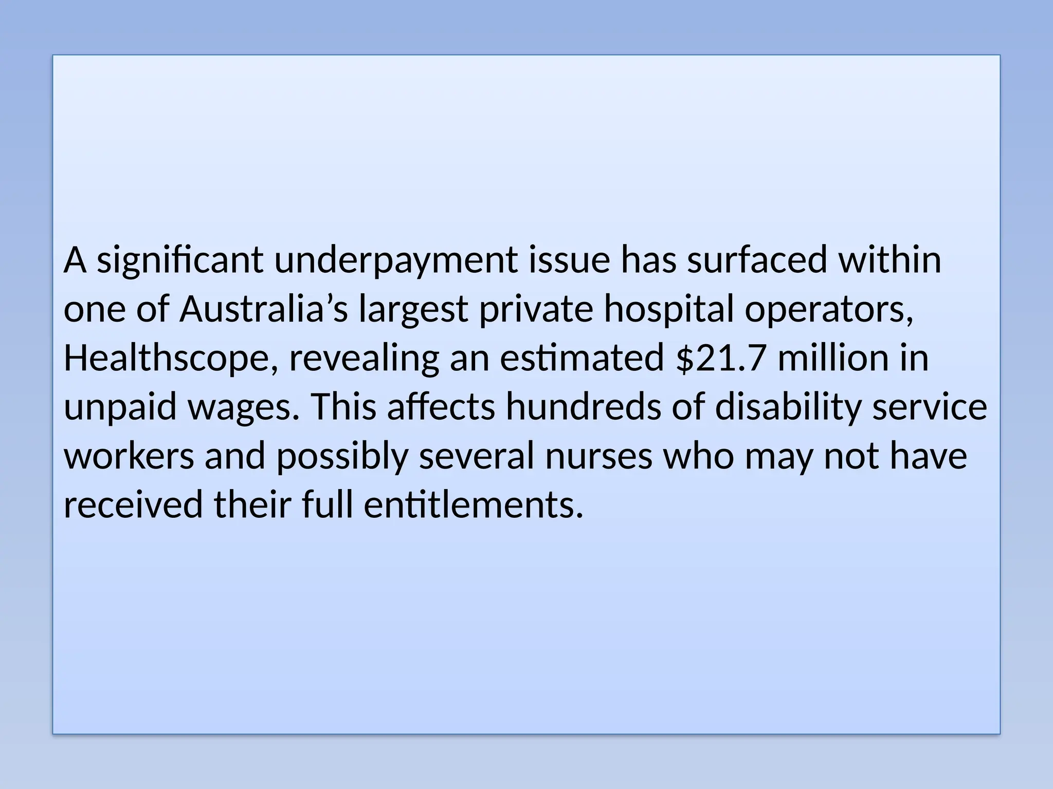 Major Underpayment Discovered in Australian Private Healthcare Sector ...