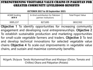 ANALYSIS OF PRODUCTION AND AVAILABILITY OF MAJOR VEGETABLES IN PAKISTAN ...