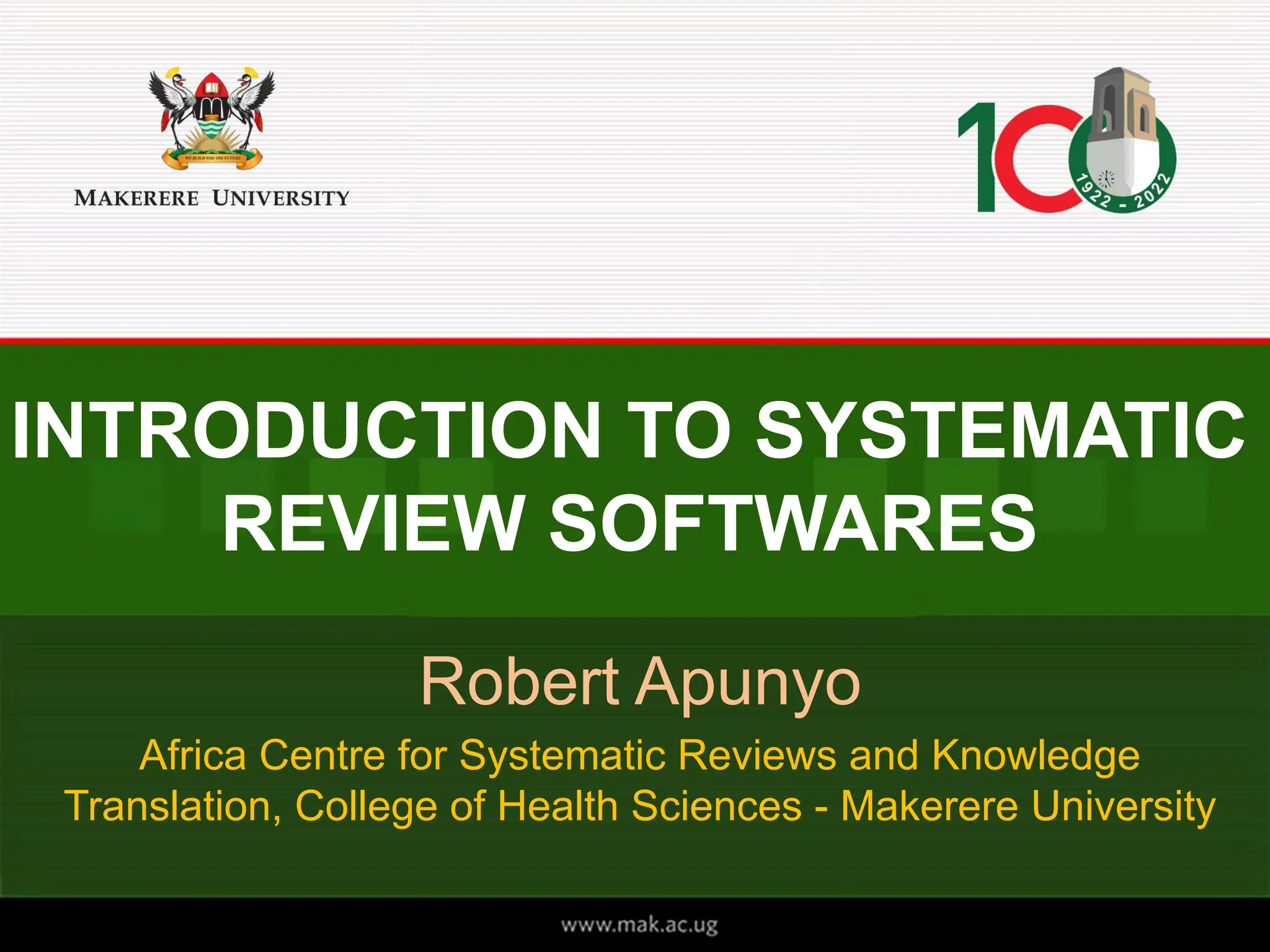 Introduction to Systematic Review Software - Robert Apunyo | PDF