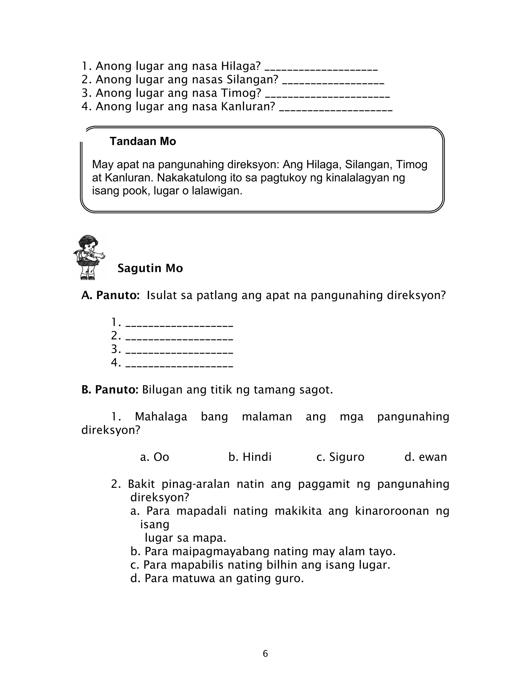 Makabayan 3 dlp 8 a - mga pangunahing direksyon | PDF
