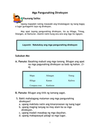 Makabayan 3 dlp 8 a - mga pangunahing direksyon | PDF