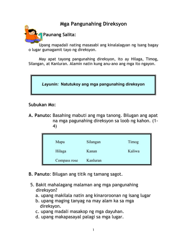 Makabayan 3 dlp 8 a - mga pangunahing direksyon | PDF