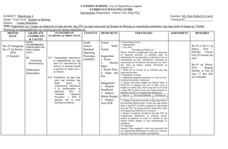 Makabayan 4 1st quarter curriculum pacing guide | DOCX