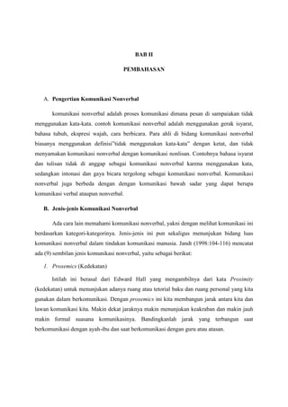 Komunikasi Antar Pribadi Prilaku Pesan nonverbal | DOCX