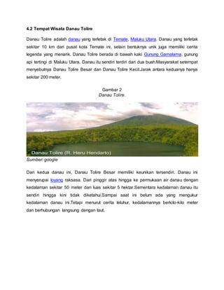 PENGEMBANGAN WISATA DANAU TOLIRE DI KOTA TERNATE PROVINSI MALUKU UTARA | PDF