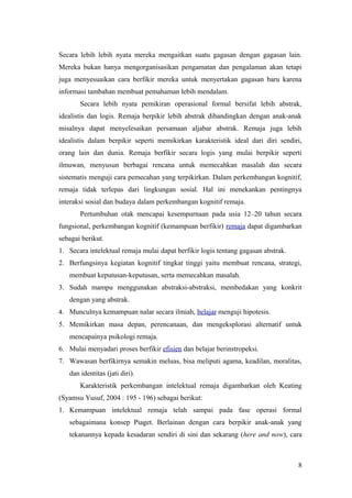Perkembangan Intelektual pada Fase Remaja | DOC