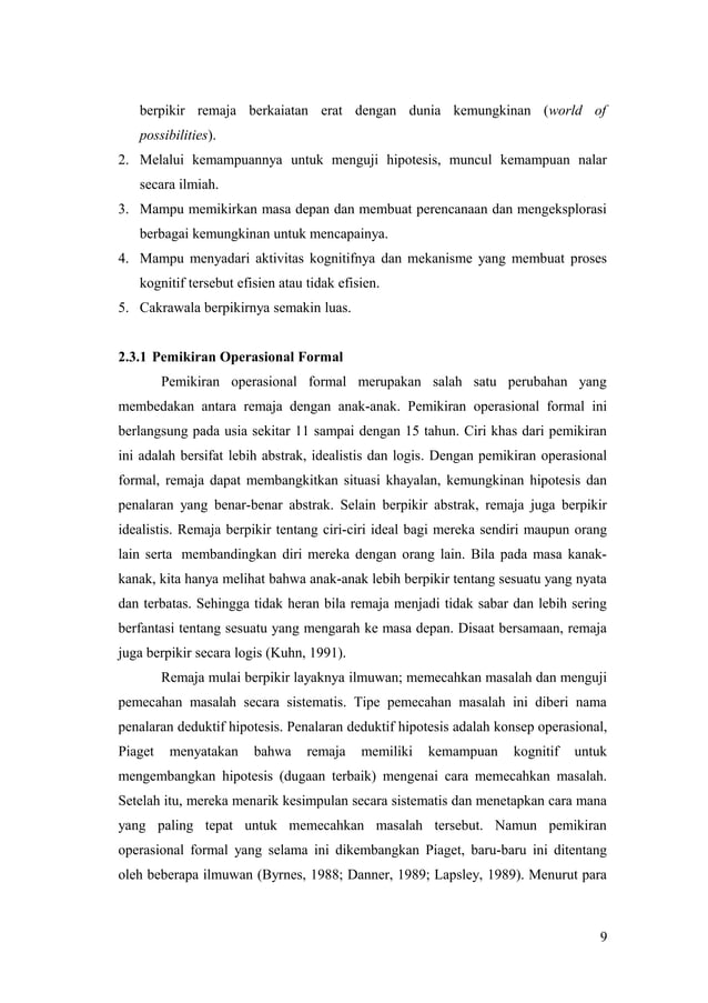 Perkembangan Intelektual pada Fase Remaja | DOC