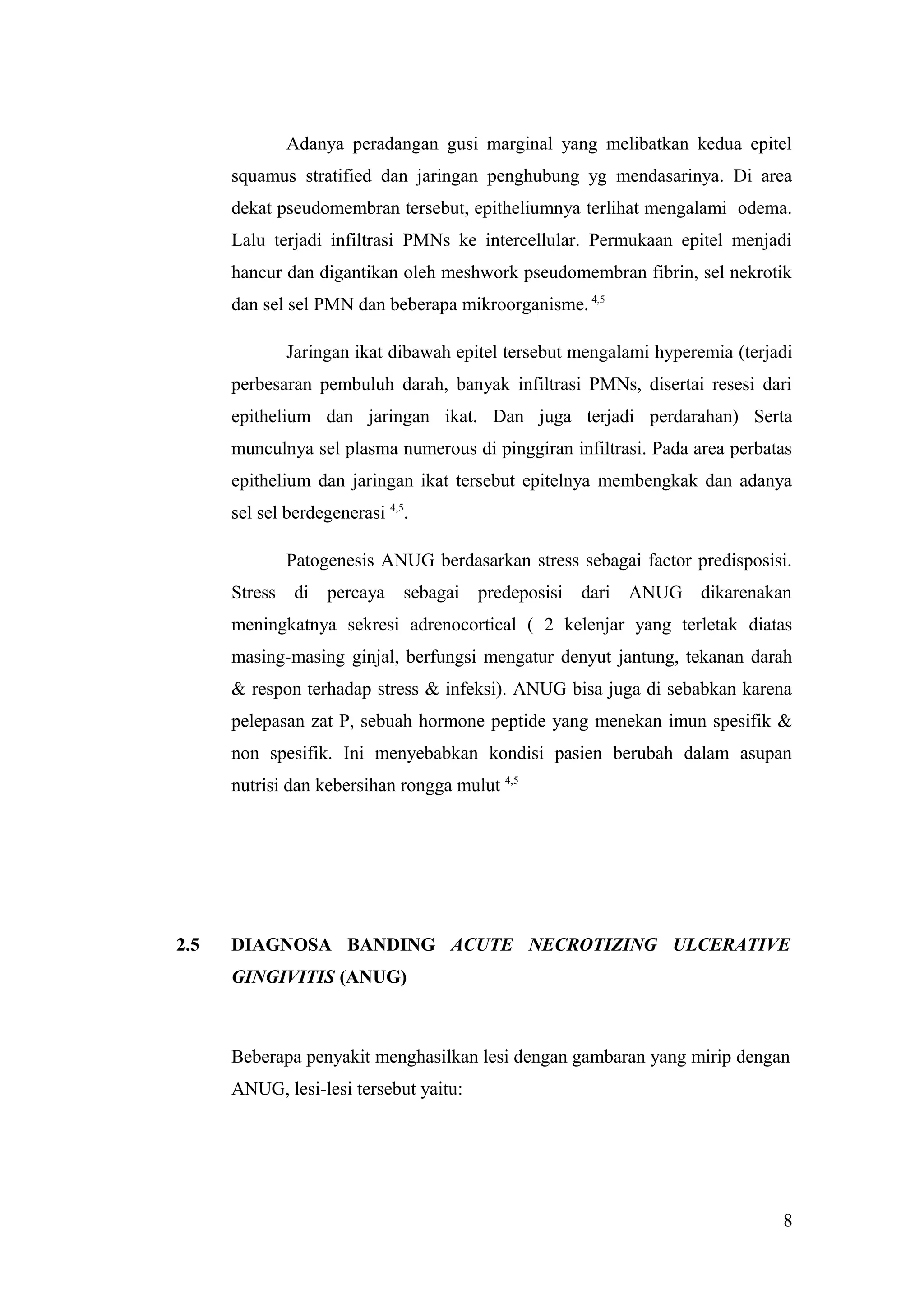 Acute Necrotizing Ulceration Ginggivitis | DOC