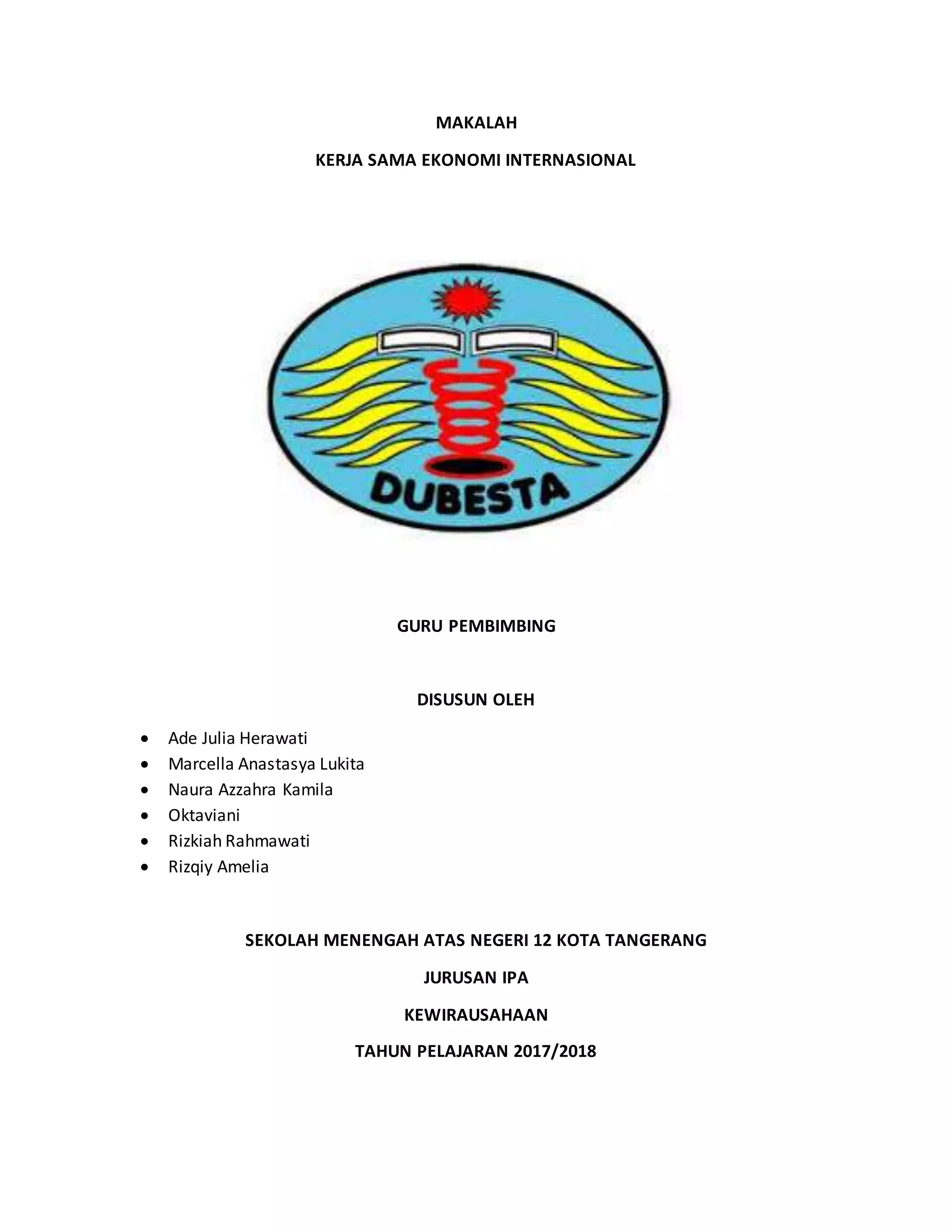 Tugas Ekonomi Naura Azzahra Kamila XI IPA 5 Bu Ranti Pusriana S.Pd Kerjasama Ekonomi ...