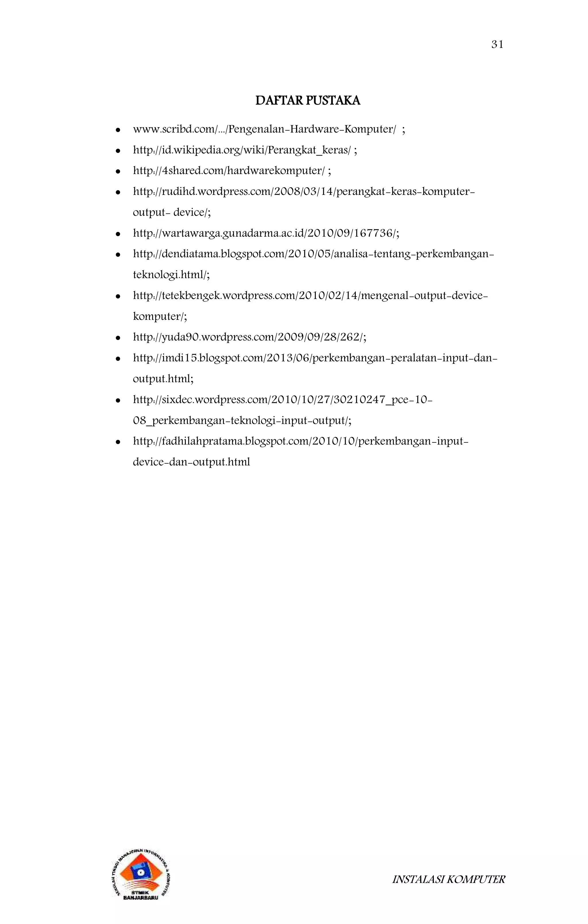 Makalah input dan output device | PDF