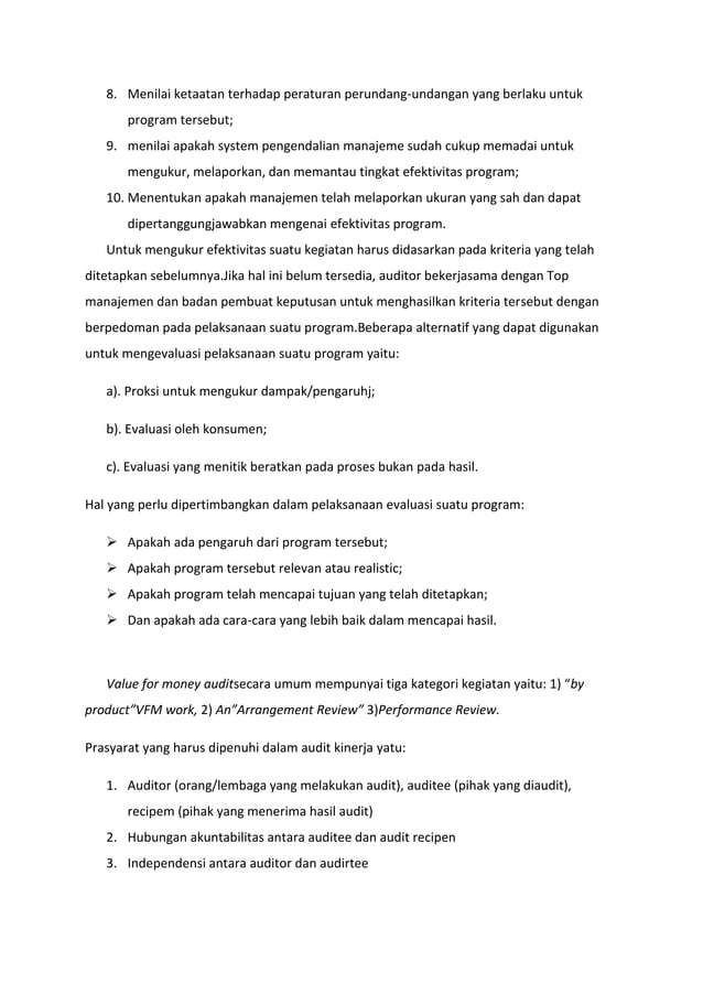 value for money audit | DOCX