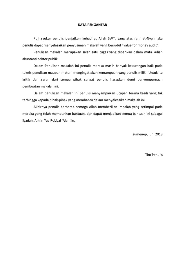 value for money audit | DOCX
