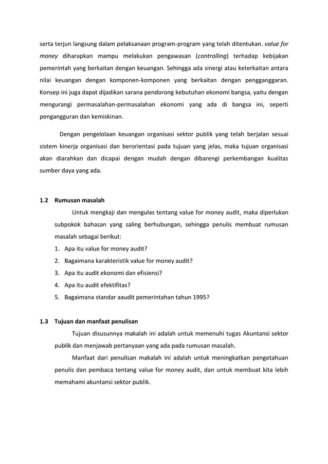 value for money audit | DOCX