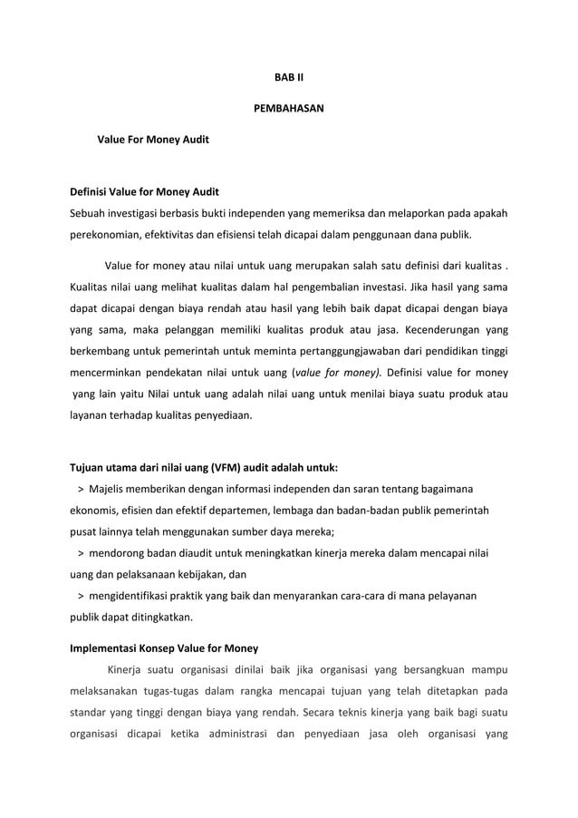 value for money audit | DOCX