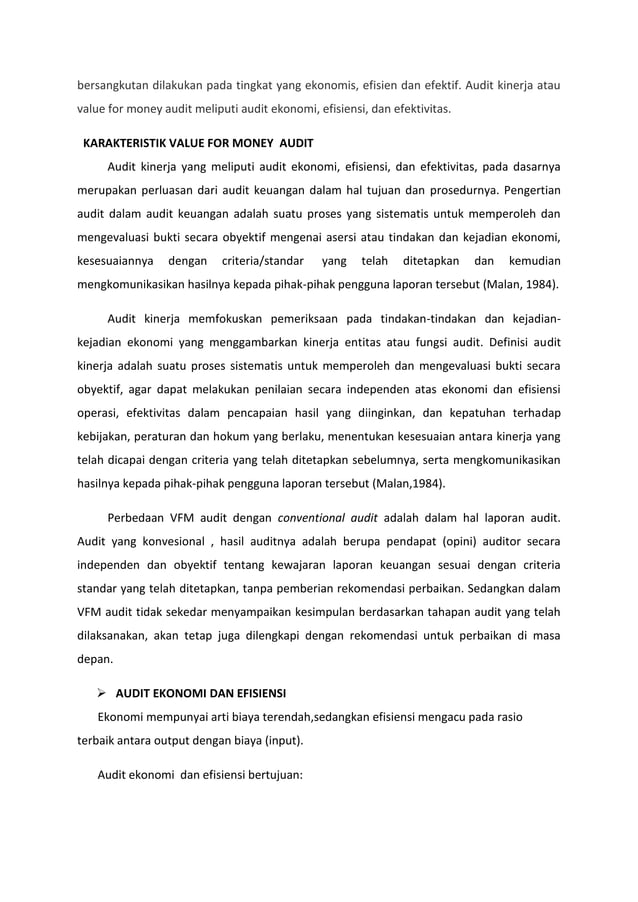 value for money audit | DOCX