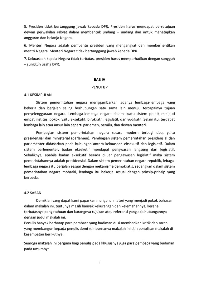 Makalah sistem pemerintahan di indonesia | DOCX