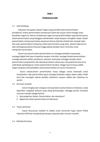 Makalah sistem pemerintahan di indonesia | DOCX